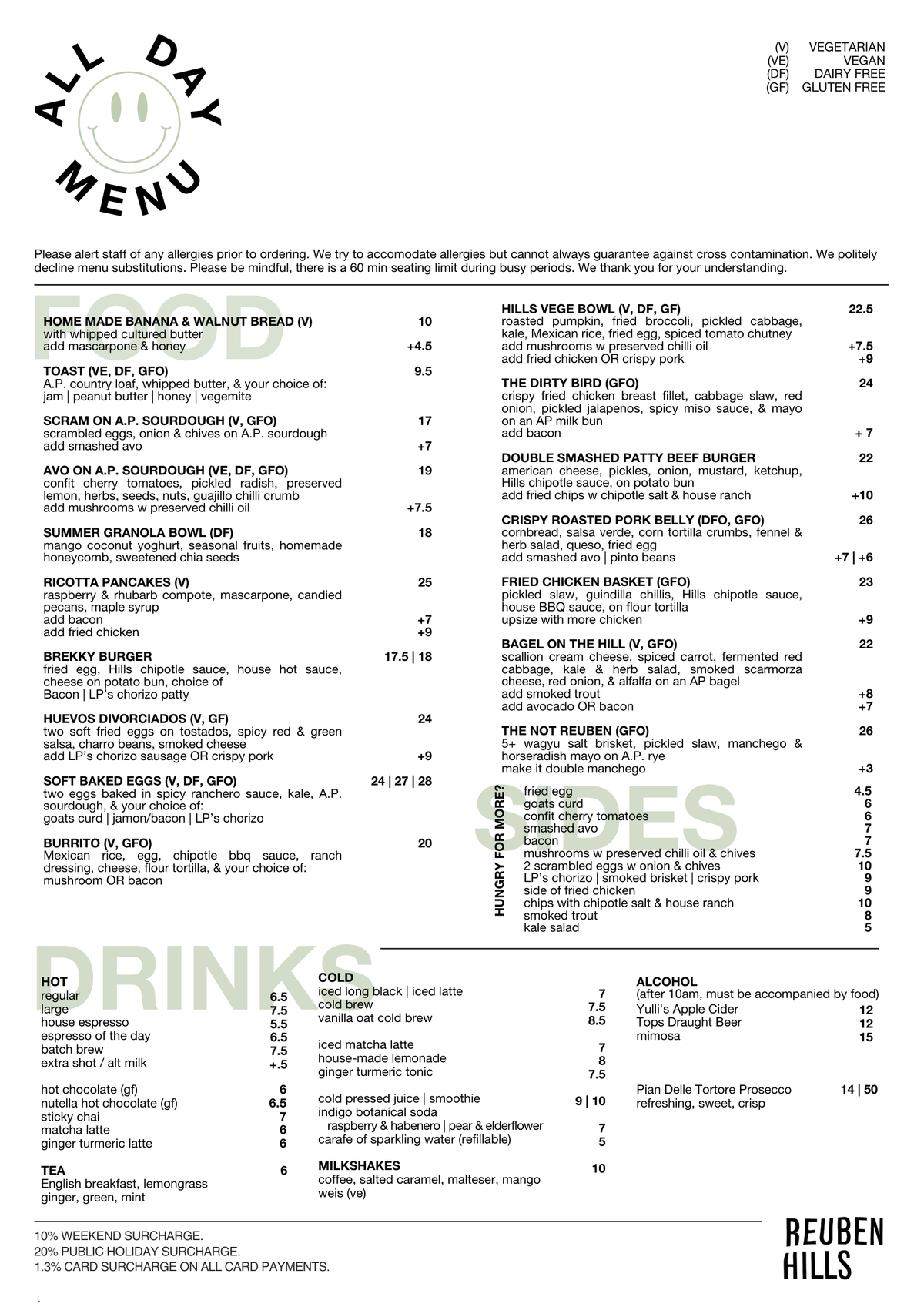 Menu – Reuben Hills